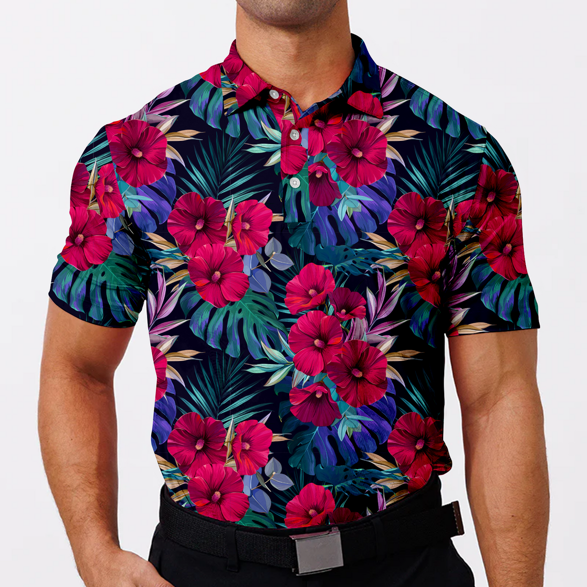 Red Floral Polo – Fore Aces